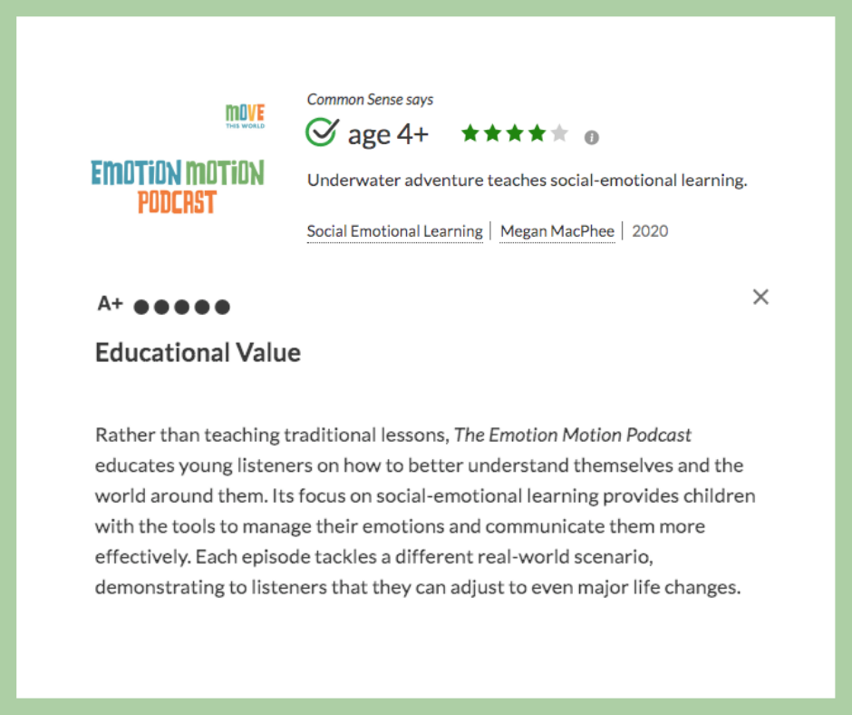 Common Sense Media Gives The Emotion Motion Podcast 4-Stars - Move This ...